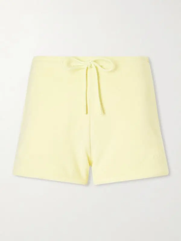 Hunza G Embroidered Cotton-terry Shorts - Yellow