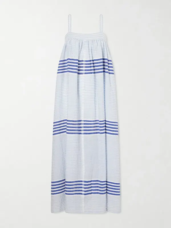 LEMLEM Eda Striped Cotton-gauze Midi Dress - Blue