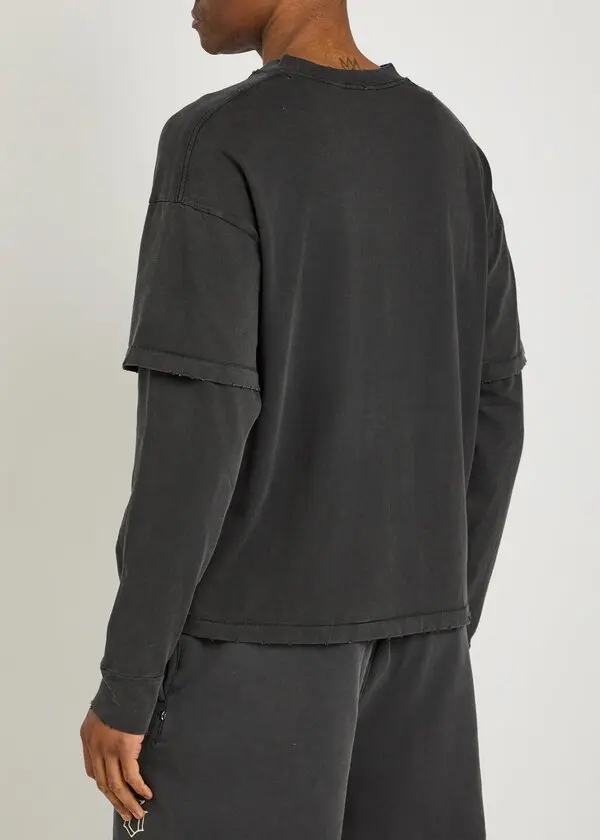 ASKYURSELF Layered Distressed Cotton T-shirt