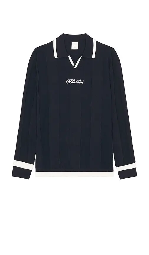 KHALHON V-tipped Varsity Knit Pullover Polo