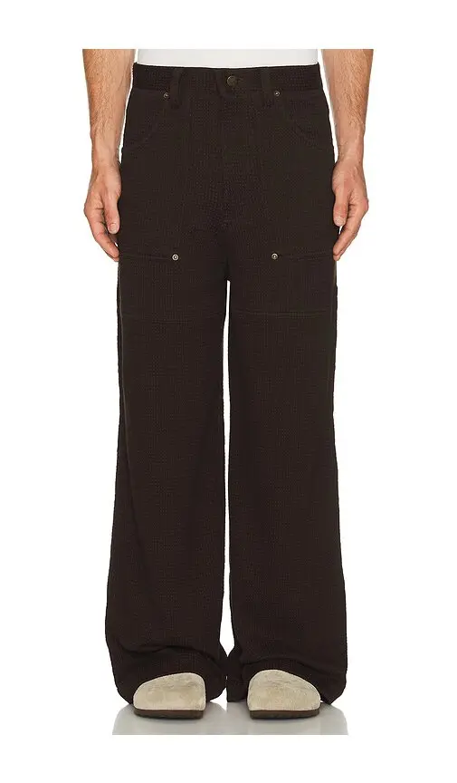 ISA BOULDER Loop Patch Wide Leg Pants - Chocolate