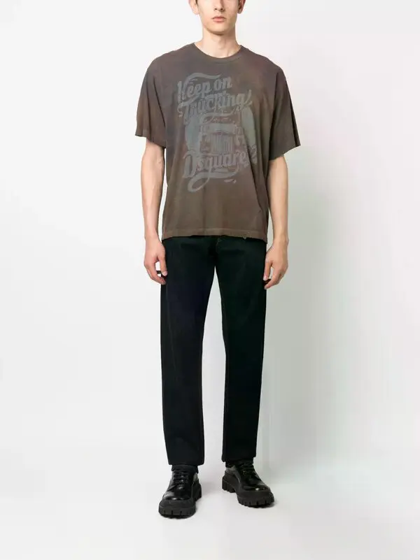 Dsquared2 Graphic-print Cotton T-shirt - Brown