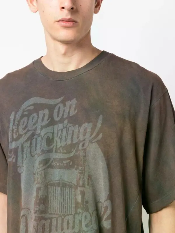 Dsquared2 Graphic-print Cotton T-shirt - Brown