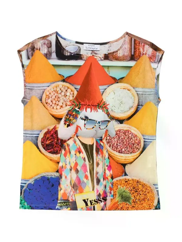 The Artistylist Graphic-print Cotton Vest - Orange