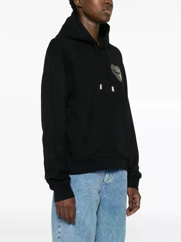 Dsquared2 Rhinestone Embellished Heart Logo Hoodie - Black