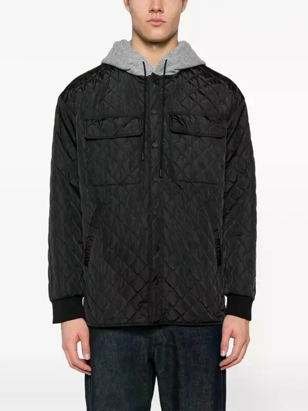 Dsquared2 Quilted Hooded Jacket With Logo Print