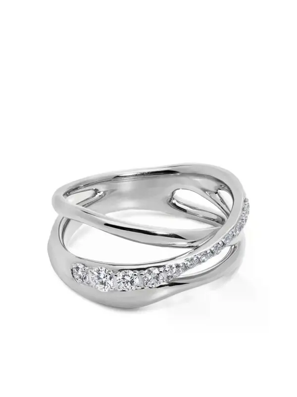 Monica Vinader Pavé Diamond Crossover Ring In Sterling - Silver