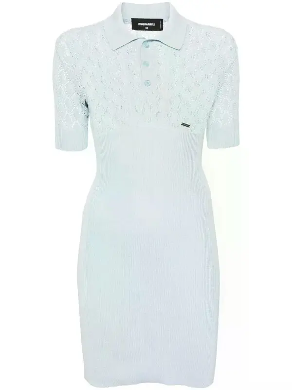 Dsquared2 Open-knit Polo-collar Dress