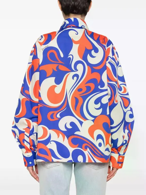 Dsquared2 Graphic Print Cotton Shirt With Cut-out Detailing