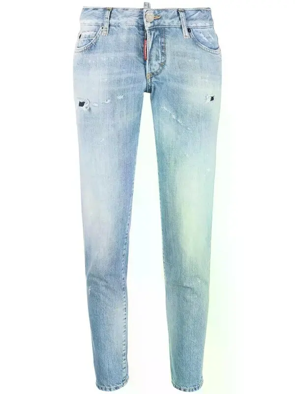 Dsquared2 Light Wash Distressed Slim Cut Jeans