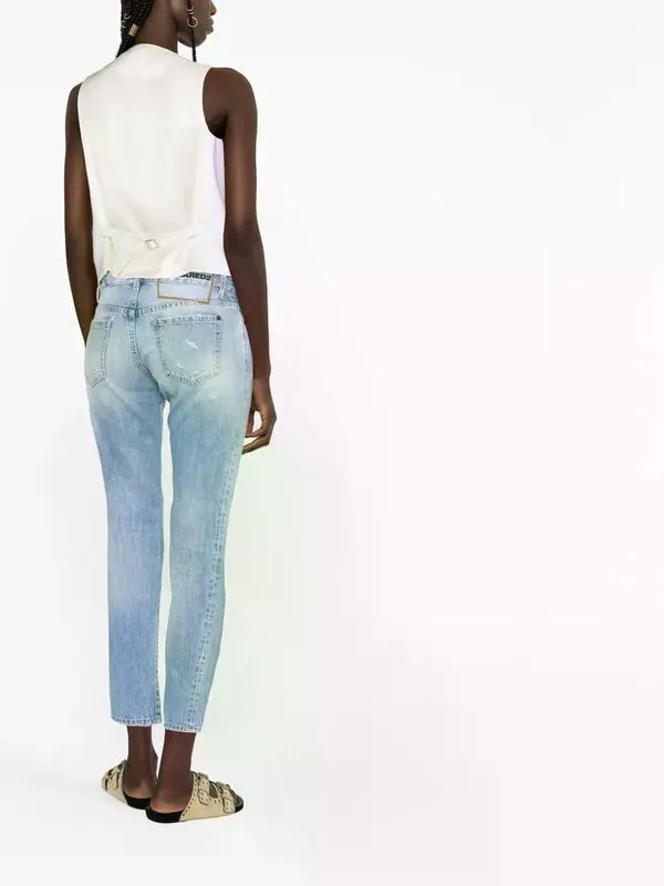 Dsquared2 Light Wash Distressed Slim Cut Jeans