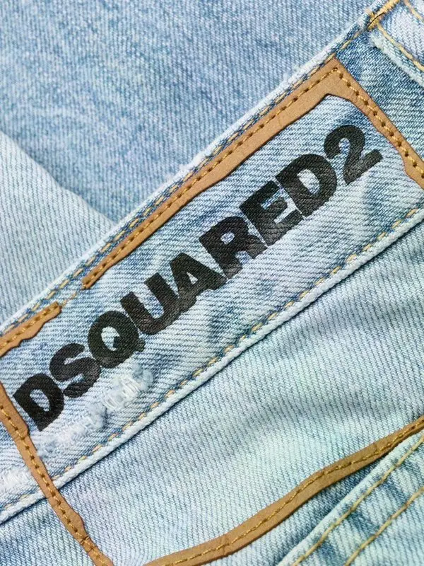 Dsquared2 Light Wash Distressed Slim Cut Jeans