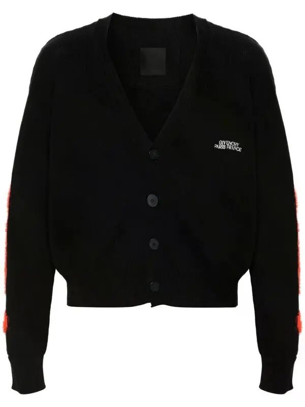 Givenchy Flame Intarsia Logo-embroidered Cardigan