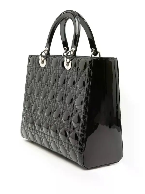 Dior Large Patent Cannage Lady Satchel - Black