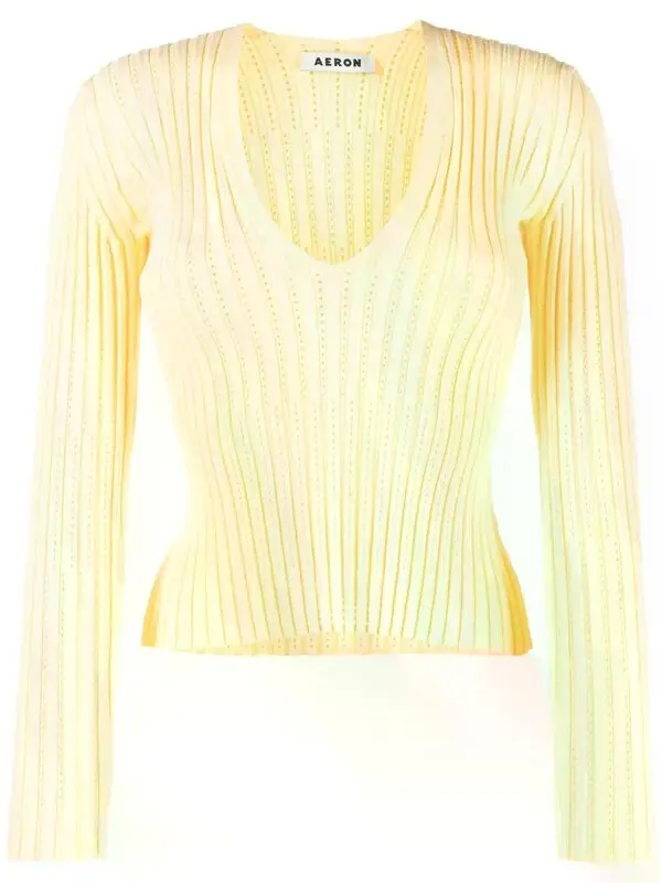AERON Knitted Long-sleeve Top - Yellow