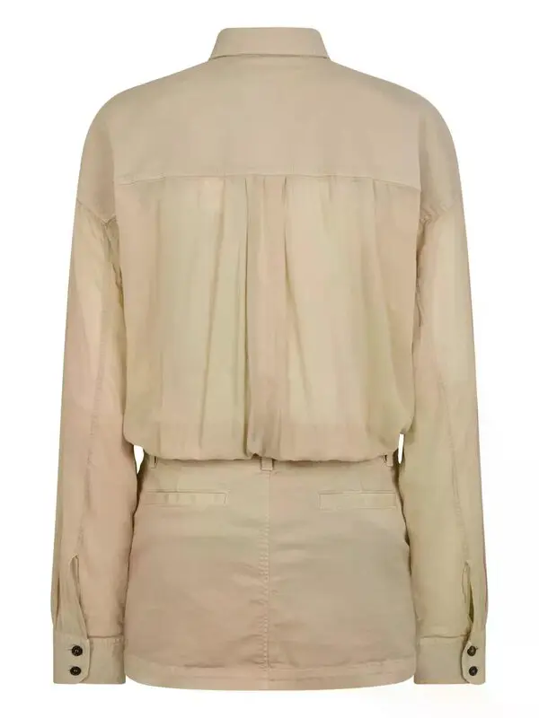 Dsquared2 Beige Cotton Floral Appliqué Shirt Dress