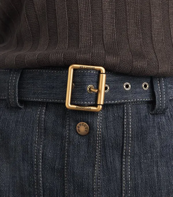 Moncler Denim Belted Midi Skirt