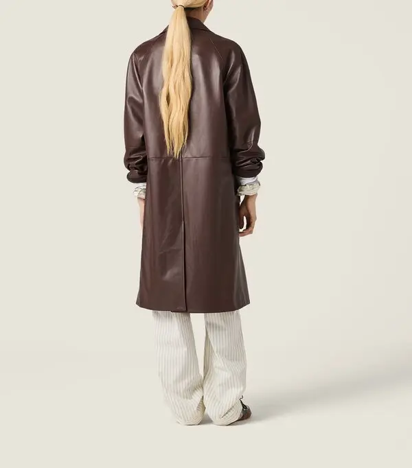 Miu Miu Nappa Leather Tailored Coat