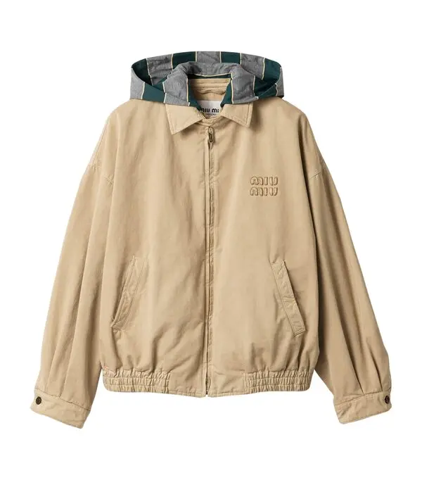 Miu Miu Gabardine Hooded Jacket - Neutral
