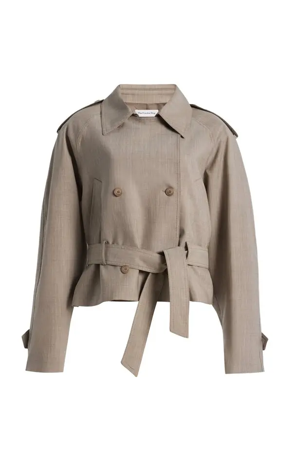 THE FRANKIE SHOP Stan Cropped Trench Coat - Grey
