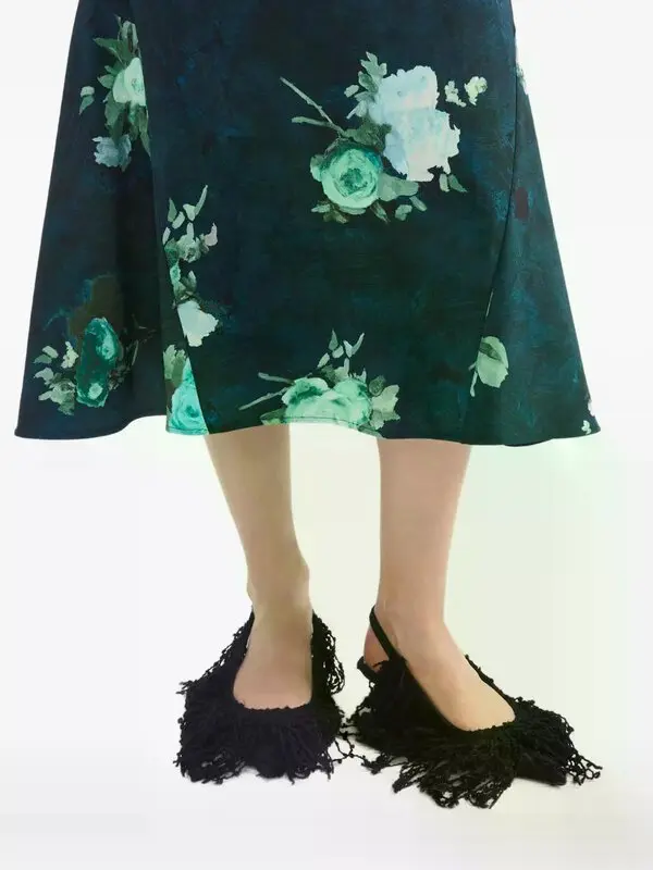 Erdem Floral Print Fluted Midi Skirt
