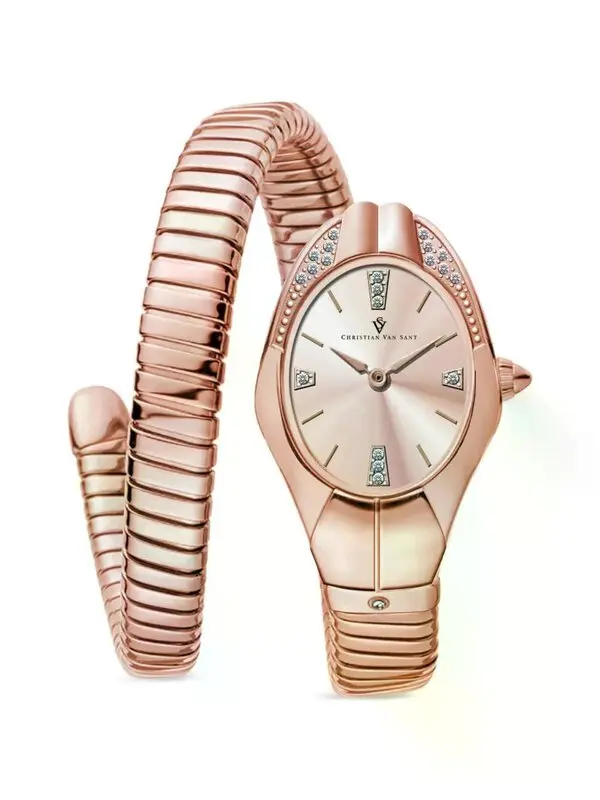 CHRISTIAN VAN SANT Rose Gold-tone Crystal Embellished Geometric Dial Watch