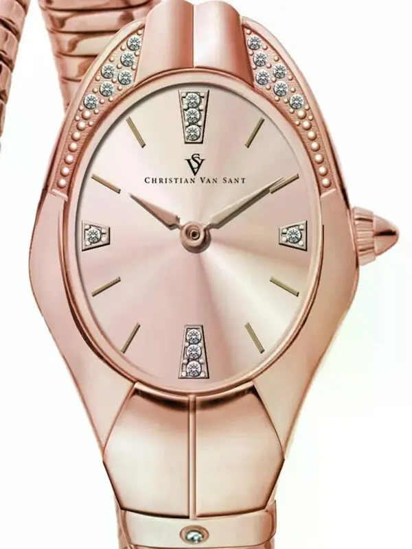 CHRISTIAN VAN SANT Rose Gold-tone Crystal Embellished Geometric Dial Watch