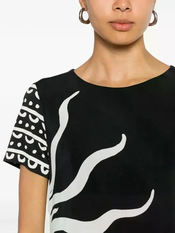 CLIPS Graphic Print Short-sleeve Dress