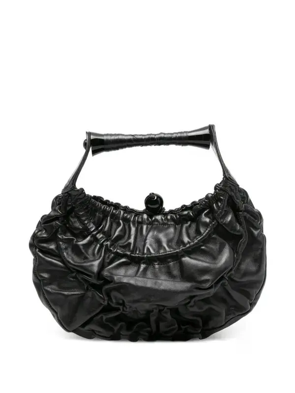 Giorgio Armani 2000 Ruched Leather Tote Bag