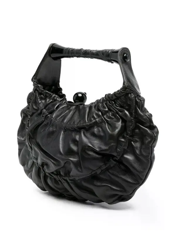 Giorgio Armani 2000 Ruched Leather Tote Bag