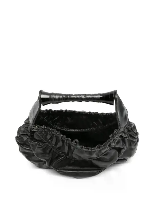 Giorgio Armani 2000 Ruched Leather Tote Bag