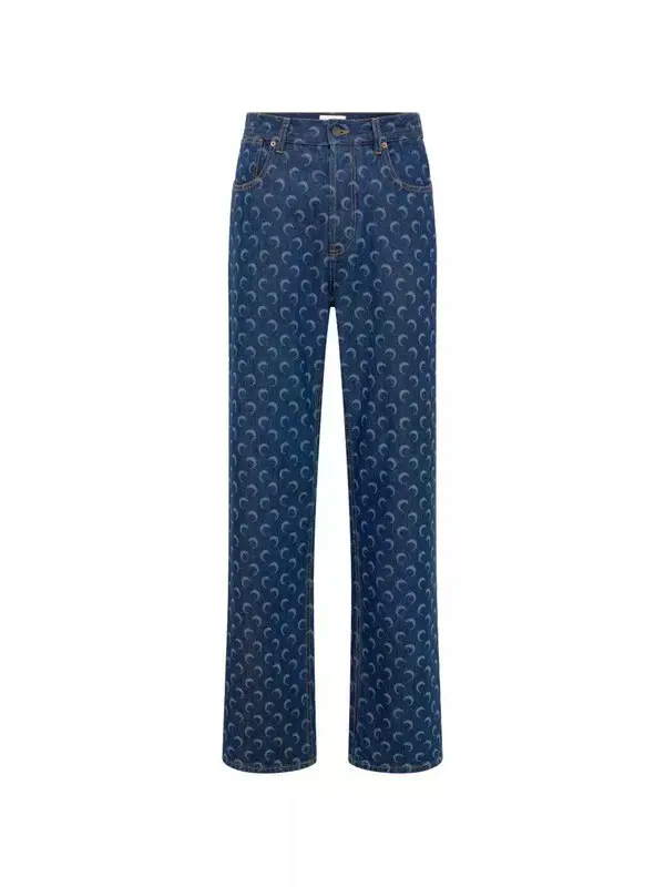 MARINE SERRE Crescent Moon Print Jeans - Blue