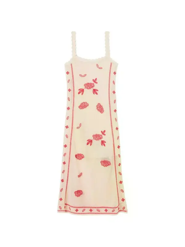 Claudie Pierlot Floral Embroidered Midi Dress - Neutrals