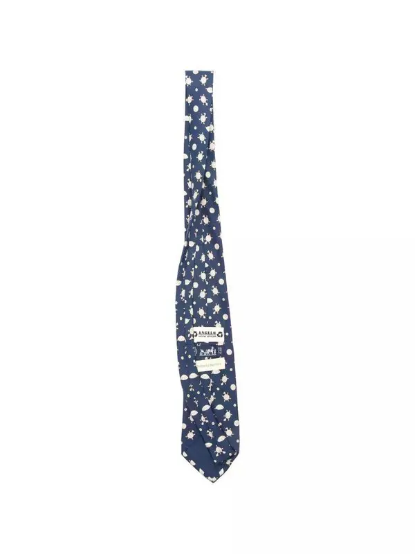 A.N.G.E.L.O. VINTAGE CULT Customised Hermès Neck Tie With Turtle Print And Embellishments - Blue