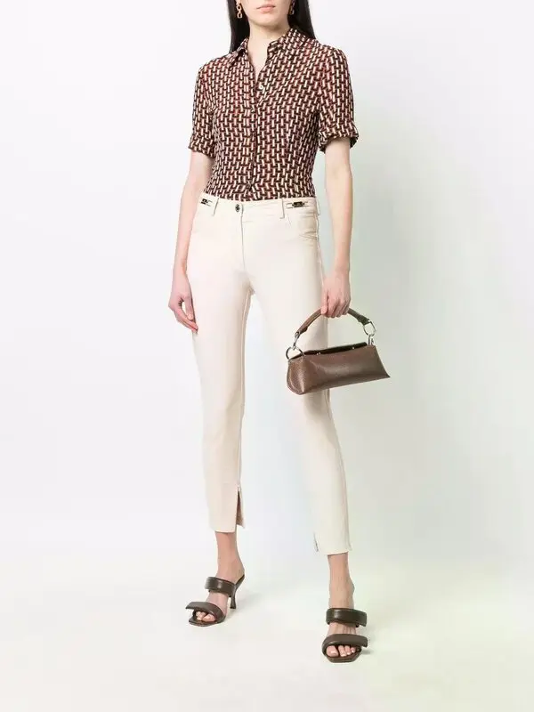 Elisabetta Franchi Logo Plaque Trousers - Neutrals