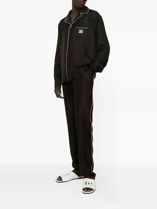 Dolce & Gabbana Silk Shirt With Dg Logo-embroidered Patch