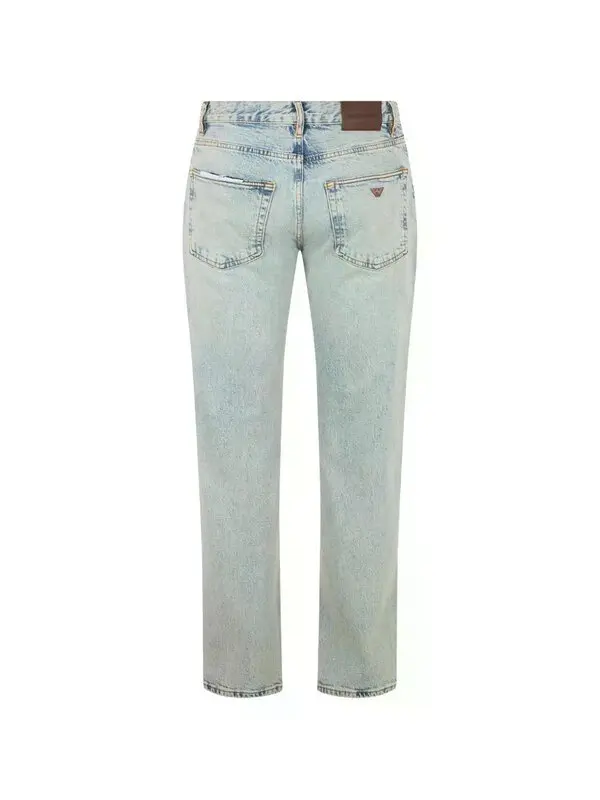Emporio Armani Acid Wash Logo Plaque Jeans - Blue