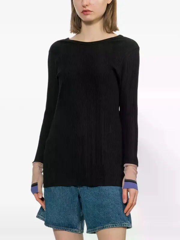 Toga Rib Long-sleeved Top With Contrast Cuffs