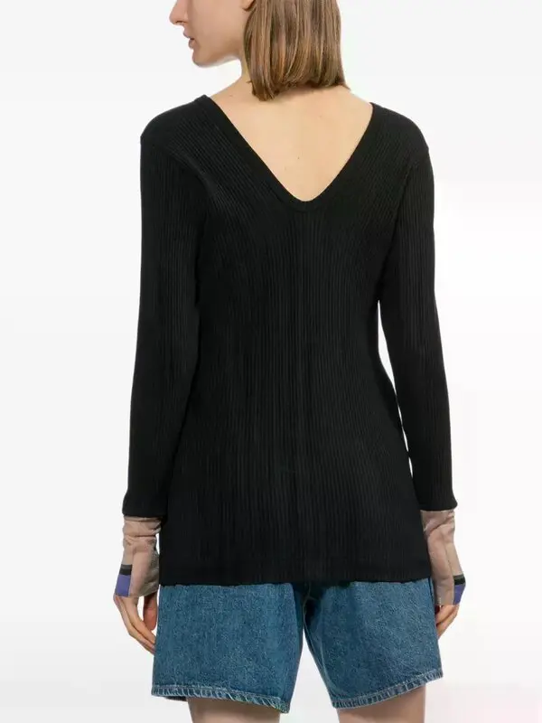 Toga Rib Long-sleeved Top With Contrast Cuffs