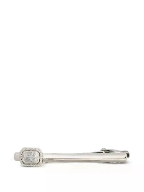 Tateossian Halo Rectangular Crystal-embellished Tie Clip - Silver