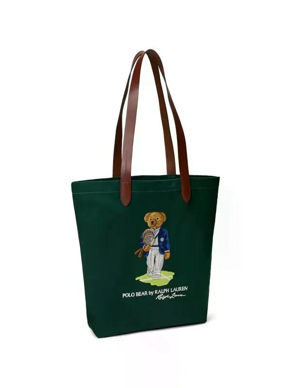 Polo Ralph Lauren Leather Trimmed Twill Shopper Tote Bag