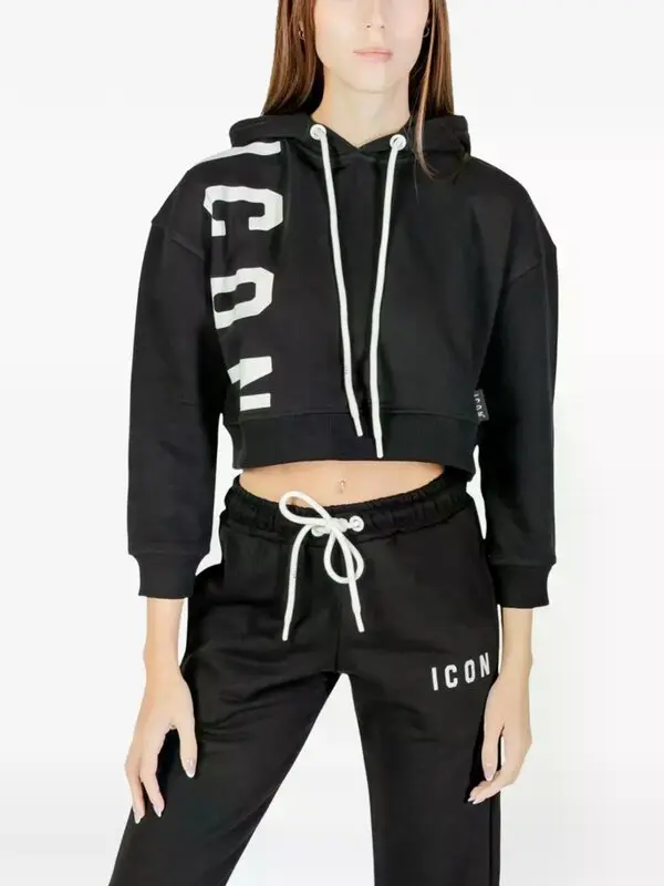 ICON BRAND Logo-print Cropped Hoodie