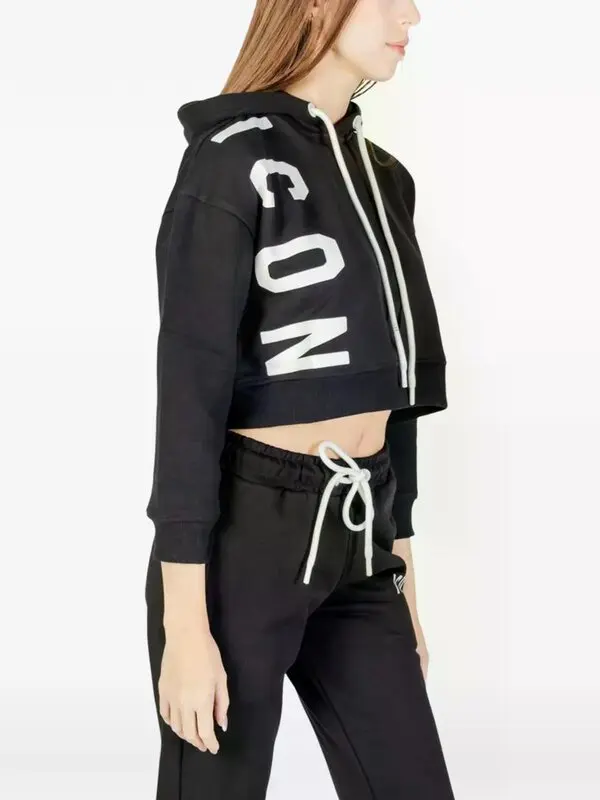 ICON BRAND Logo-print Cropped Hoodie