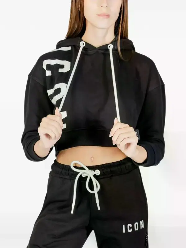 ICON BRAND Logo-print Cropped Hoodie