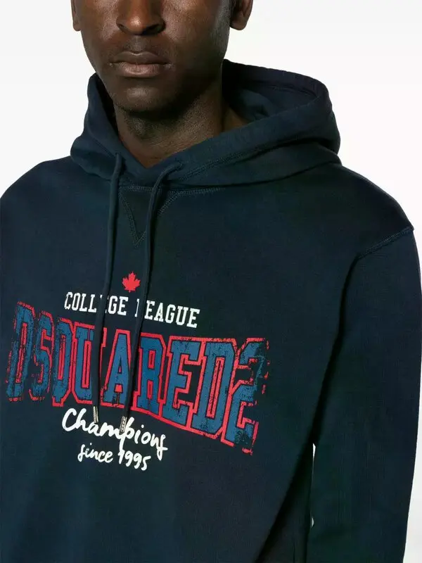 Dsquared2 College League Cotton Hoodie - Blue