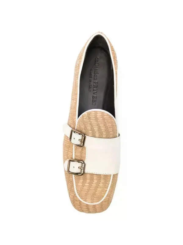 COLLECTION PRIVEE? Woven Double-buckle Loafers