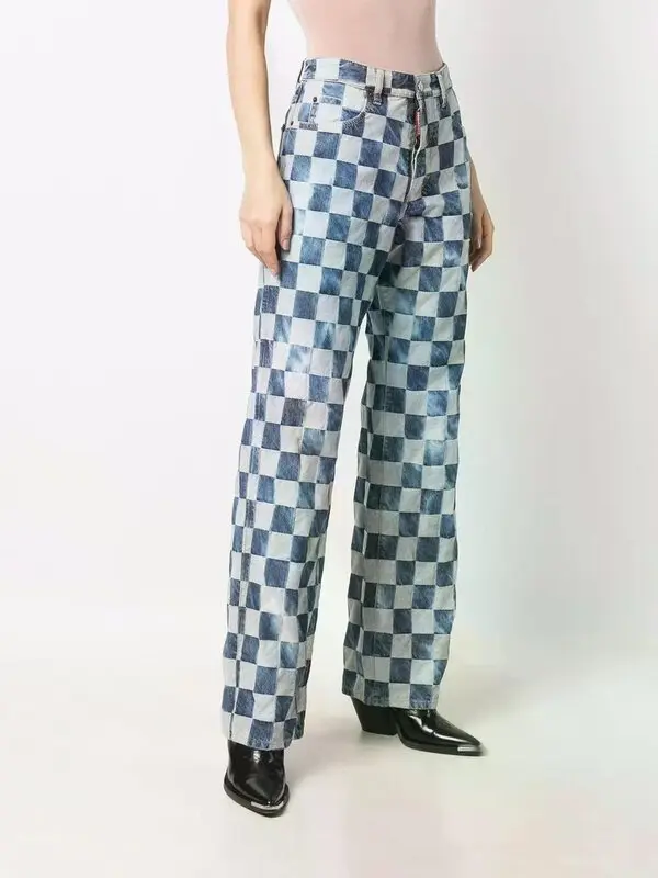 Dsquared2 Checked Wide-leg Jeans