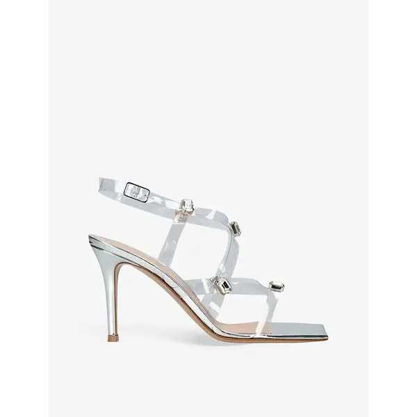 GIANVITO ROSSI Crystal Fever Pvc And Leather Heeled Sandals - Silver