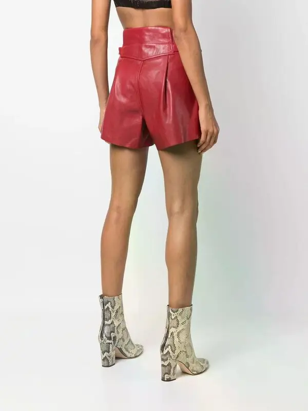 THE MANNEI High-waisted Leather Biker Shorts