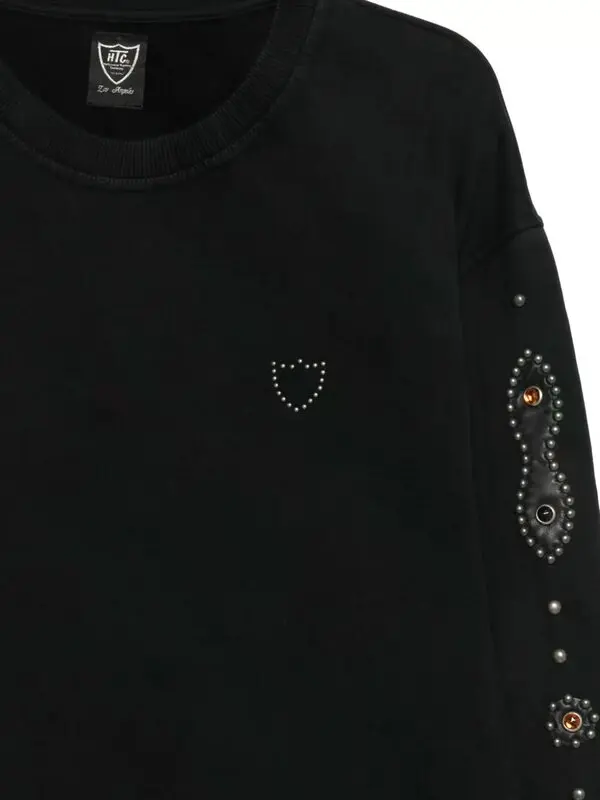 HTC LOS ANGELES Moustache Stud-embellished Sweatshirt - Black